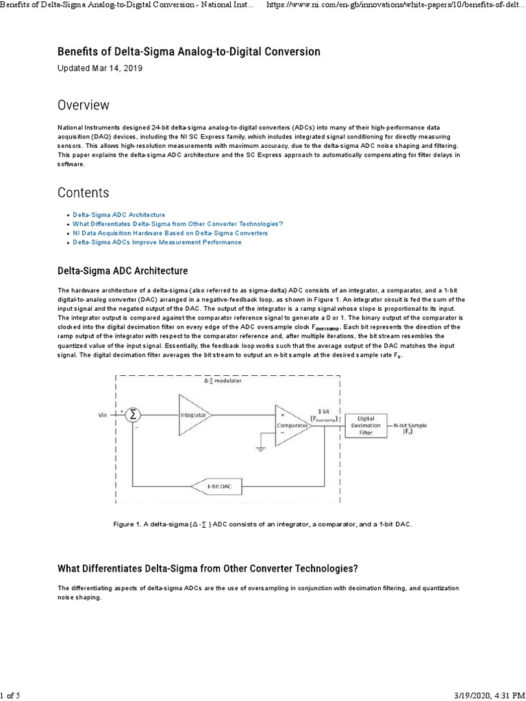 Benefits of Delta-Sigma Analog-to-Digital Conversion | PDF | Analog To ...
