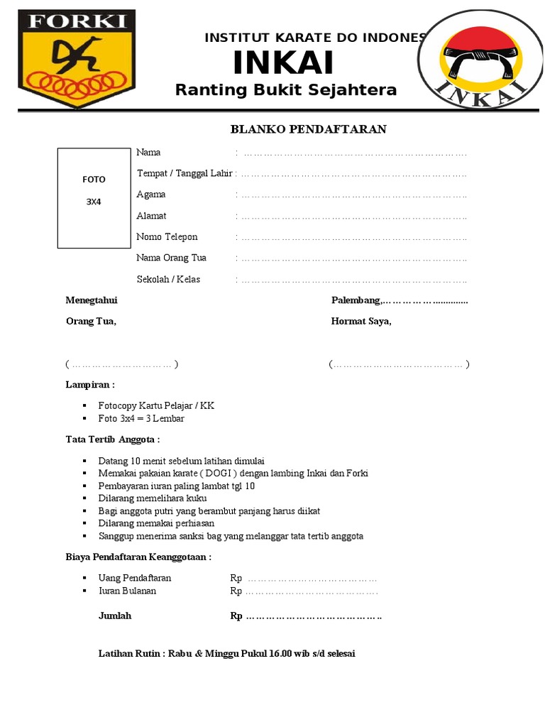 Blanko Pendaftaran | PDF