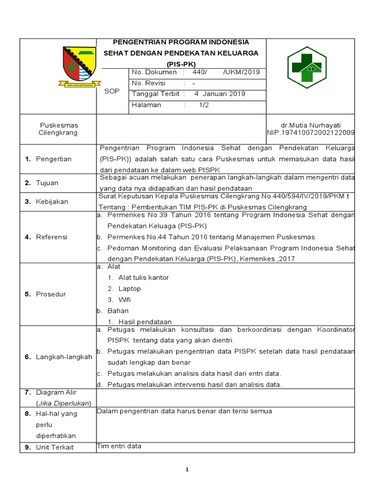 Sop Pispk Entri | PDF