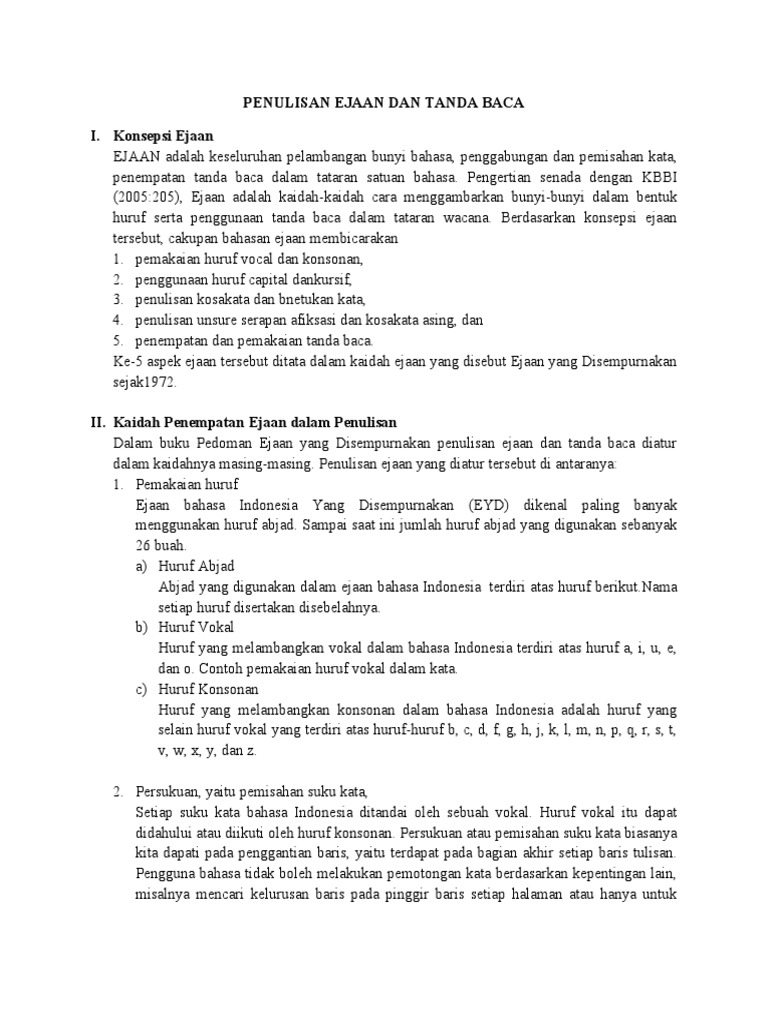 Penulisan Ejaan Dan Tanda Baca | PDF