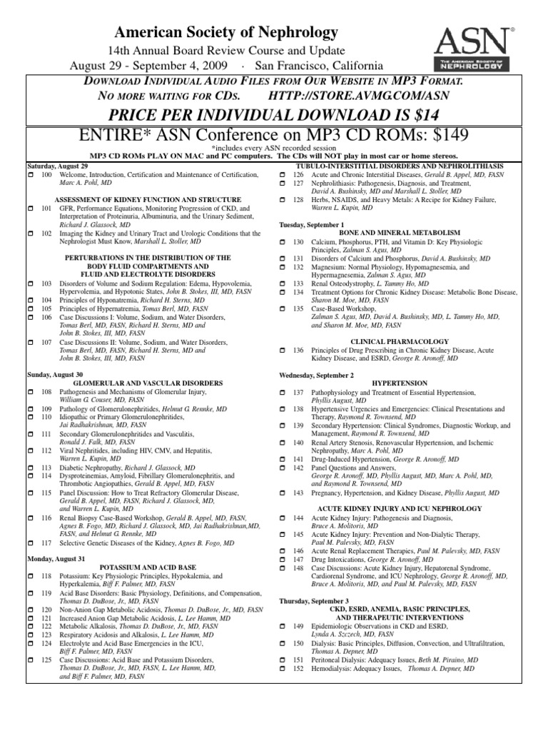 ASN 14th Annual Board Review Course | PDF | Nephrology | Chronic Kidney ...