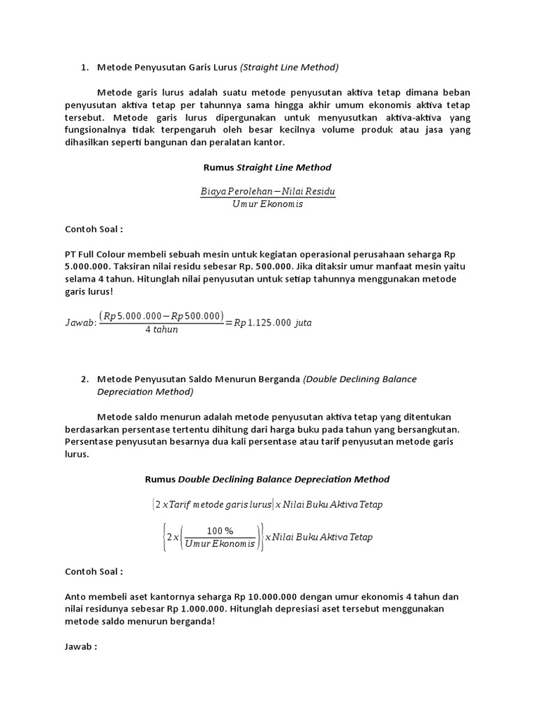 Metode Penyusutan Aktiva Tetap | PDF