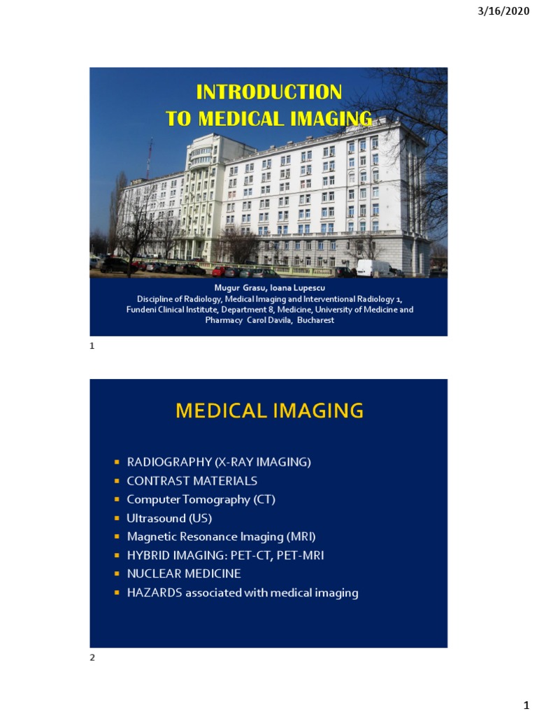 C1 - Introduction To Medical Imaging | Download Free PDF | Radiography ...