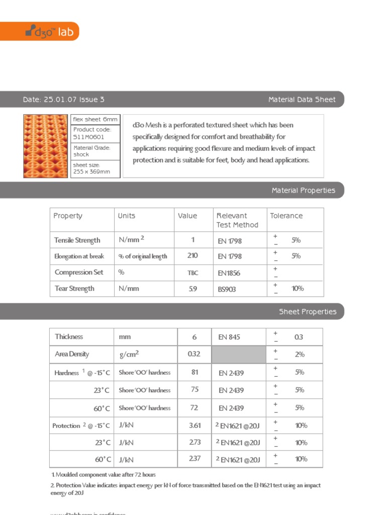 D3o Material Sheet | PDF