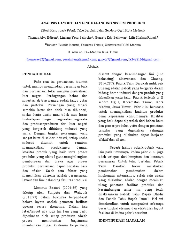 Analisis Layout Dan Line Balancing Sistem Produksi | PDF