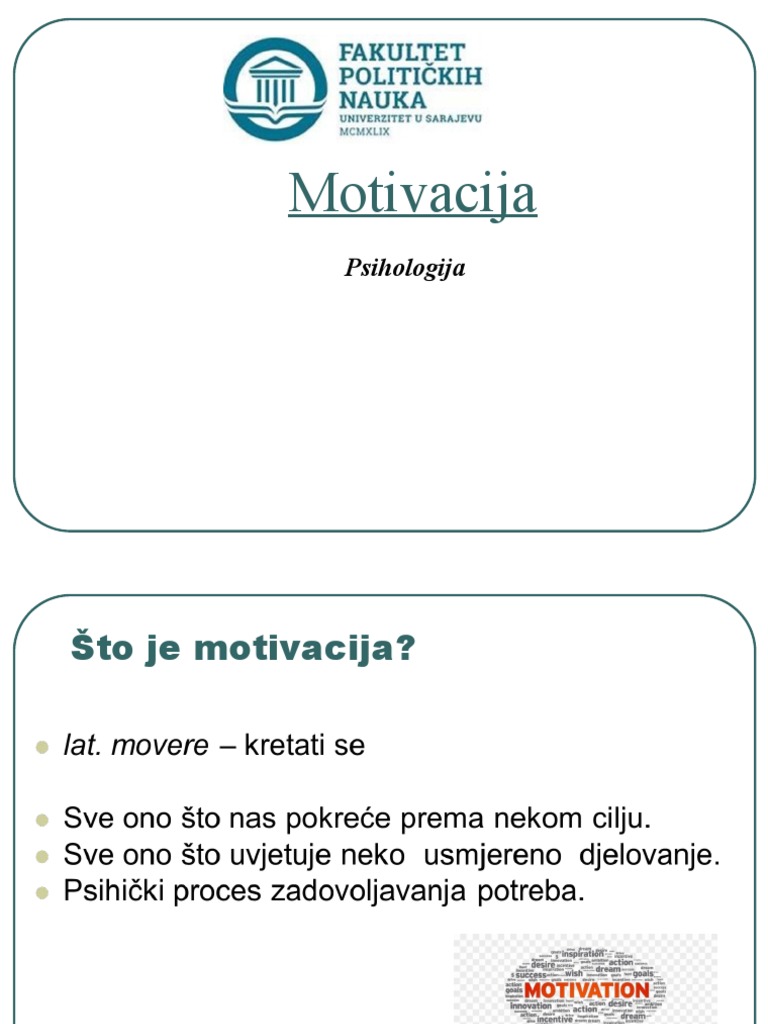 Motivacija, Psihologija | PDF