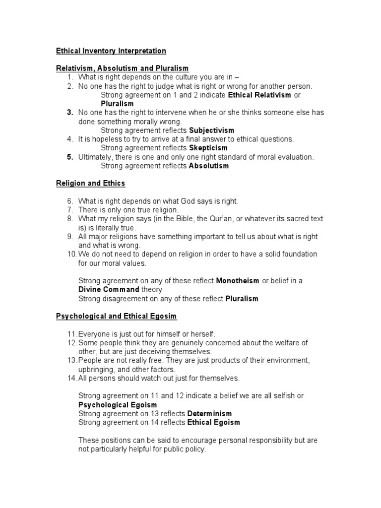 Ethical Inventory Interpretation | PDF | Rights | Morality