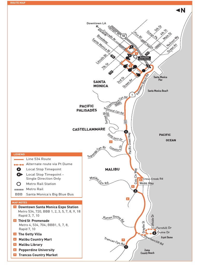 Malibu-Santa Monica Bus Route 534 Schedule | PDF | Los Angeles County ...