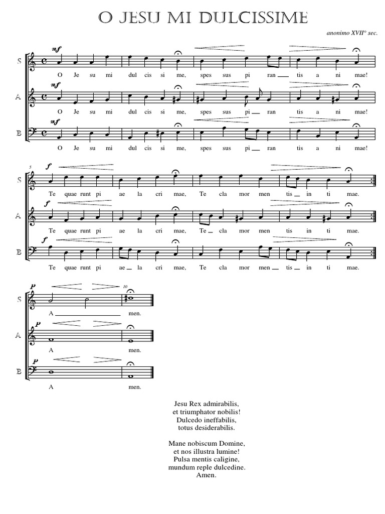 Anonimo O - Jesu - Mi - Dulcissime - SAB PDF | PDF