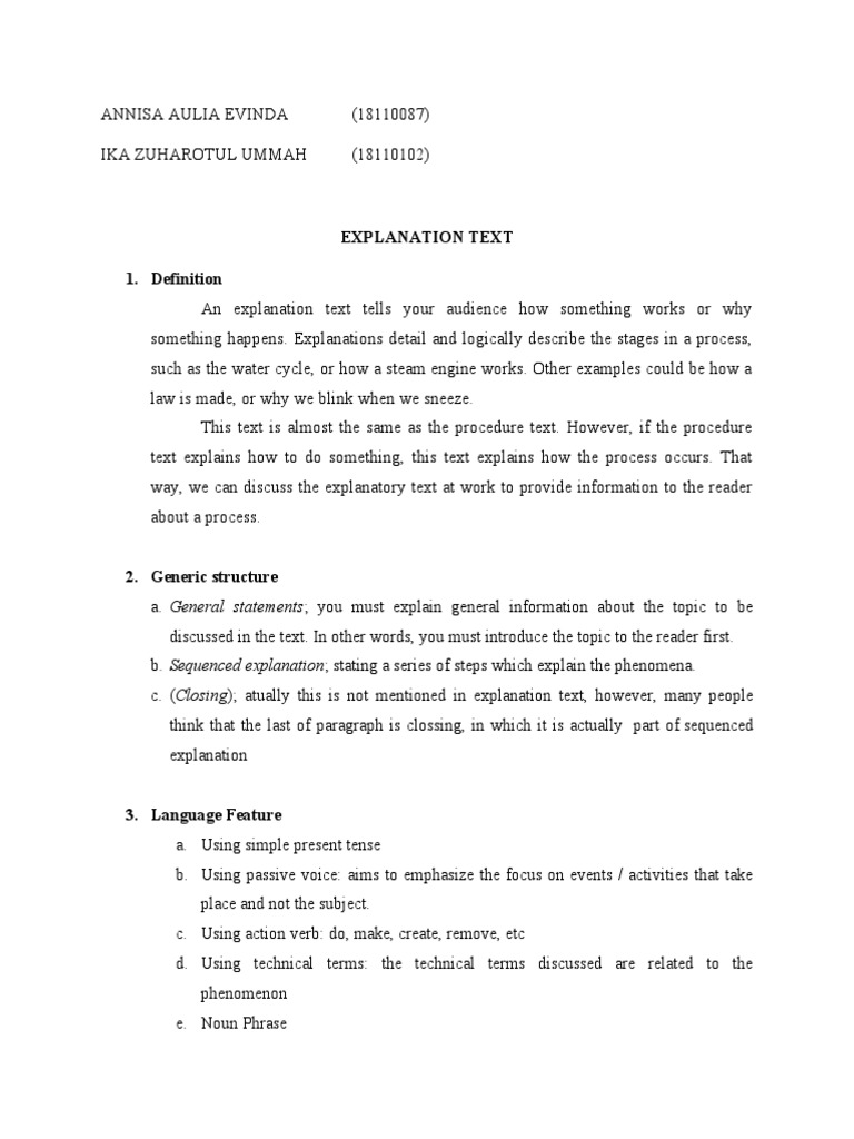 An Explanation of the Generic Structure and Language Features of ...
