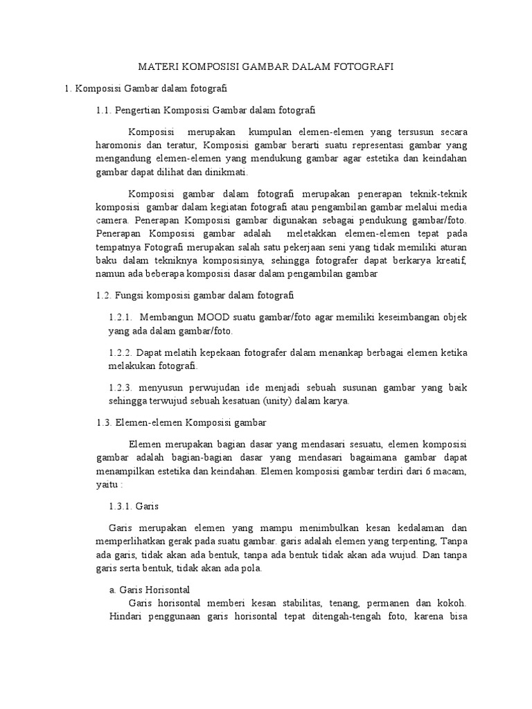 Komposisi Gambar dalam Fotografi | PDF