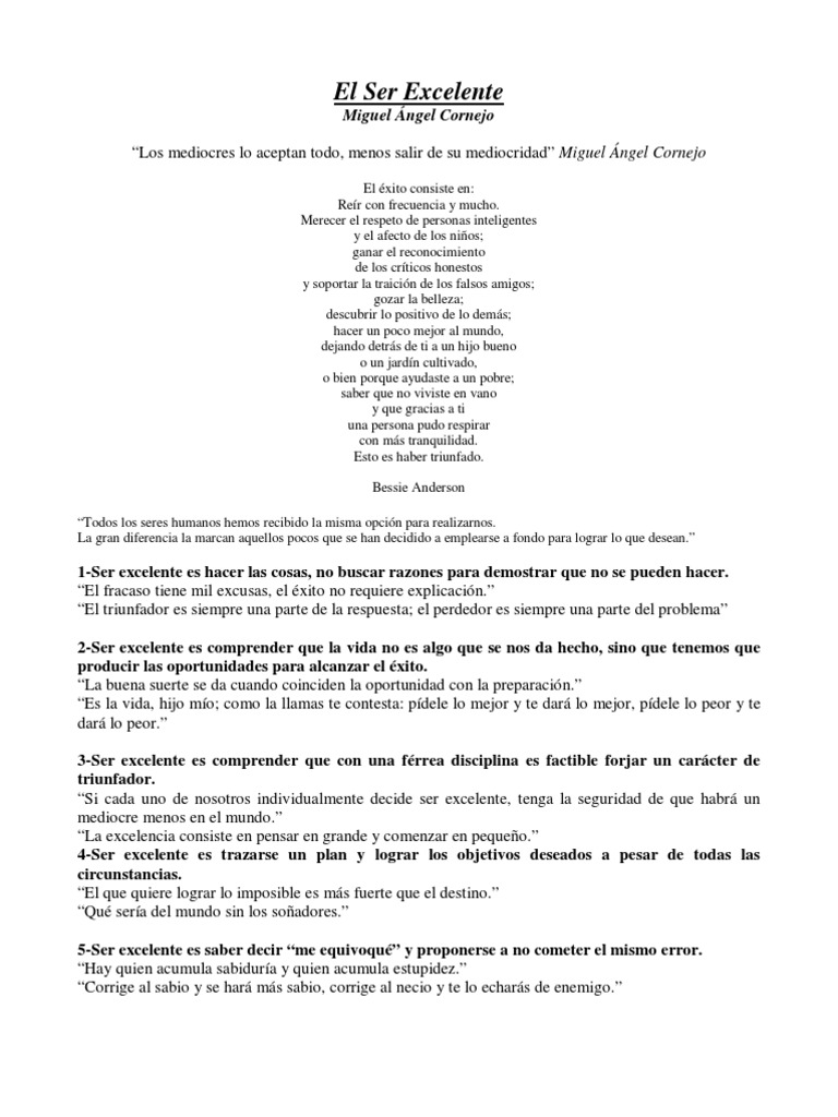 Miguel Angel Cornejo - El Ser Excelente | PDF | Miguel Ángel