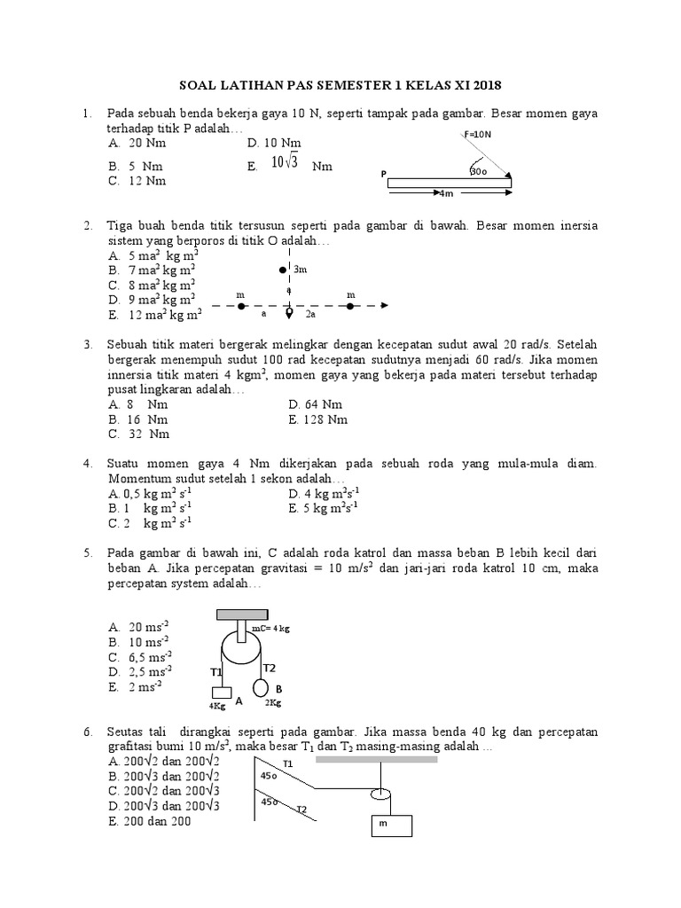 Soal Lat Pas SMT 1 KLS Xi 2018 | PDF
