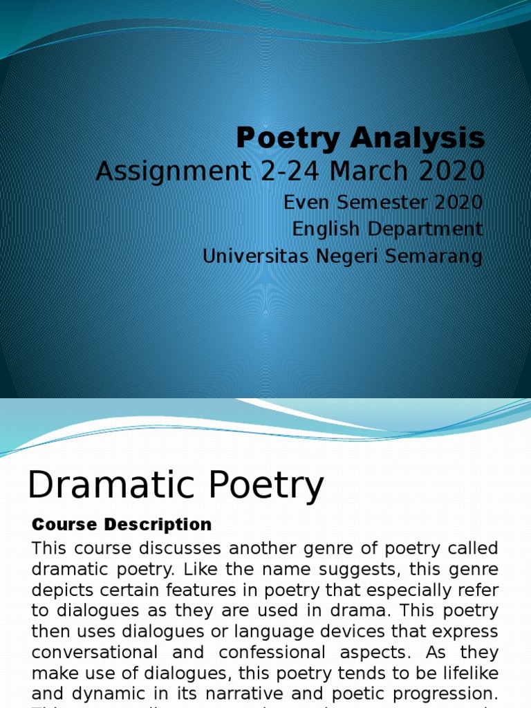 Poetry Analysis-Assignment 2 (24 March 2020) | PDF | Genre | Poetry