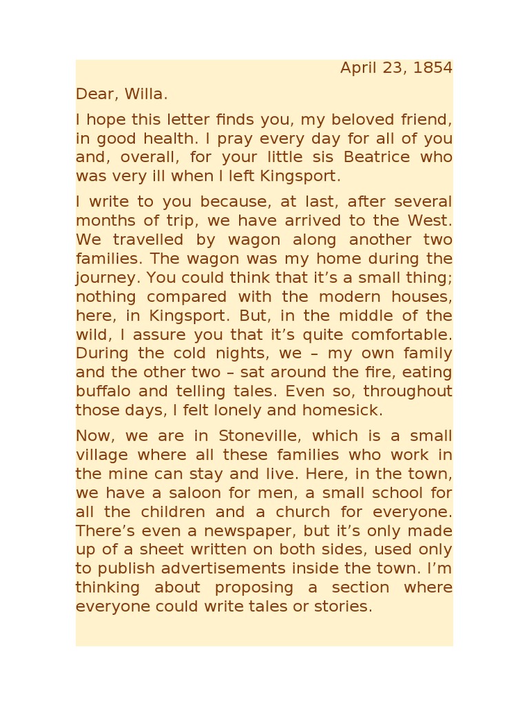 Life in 1854 Stoneville: A Letter Home | PDF