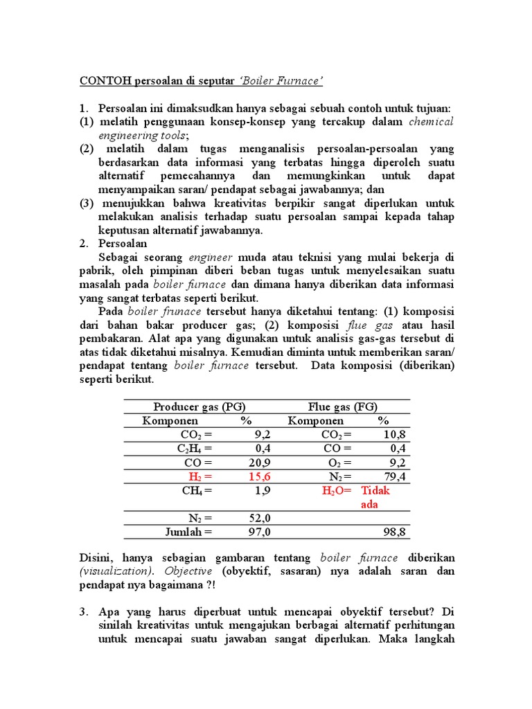 Bagian-1 Bab X. CONTOH Persoalan Di Seputar Boiler Furnace' | PDF