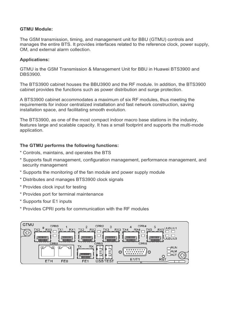 GTMU Board Description | PDF | Radio | Power Supply