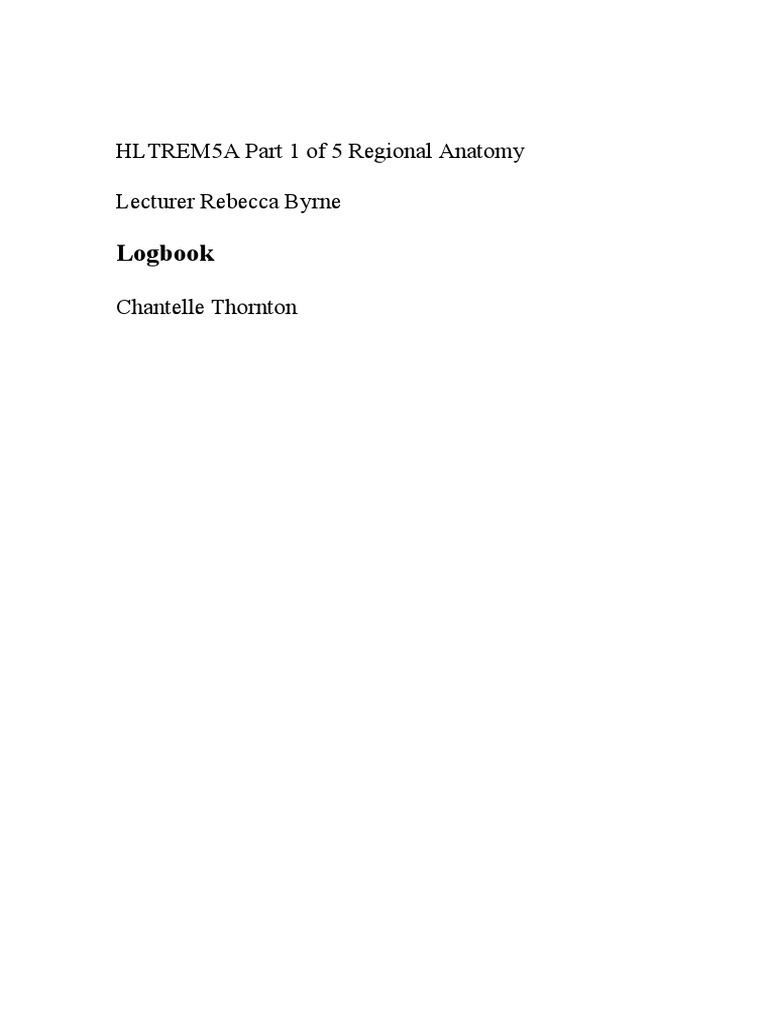 HLTREM5A Regional Anatomy Overview | PDF