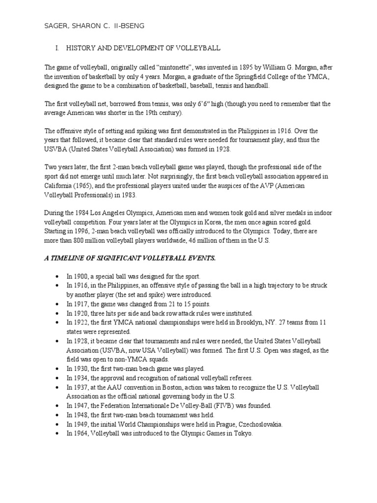 A Timeline of Significant Volleyball Events | Download Free PDF ...