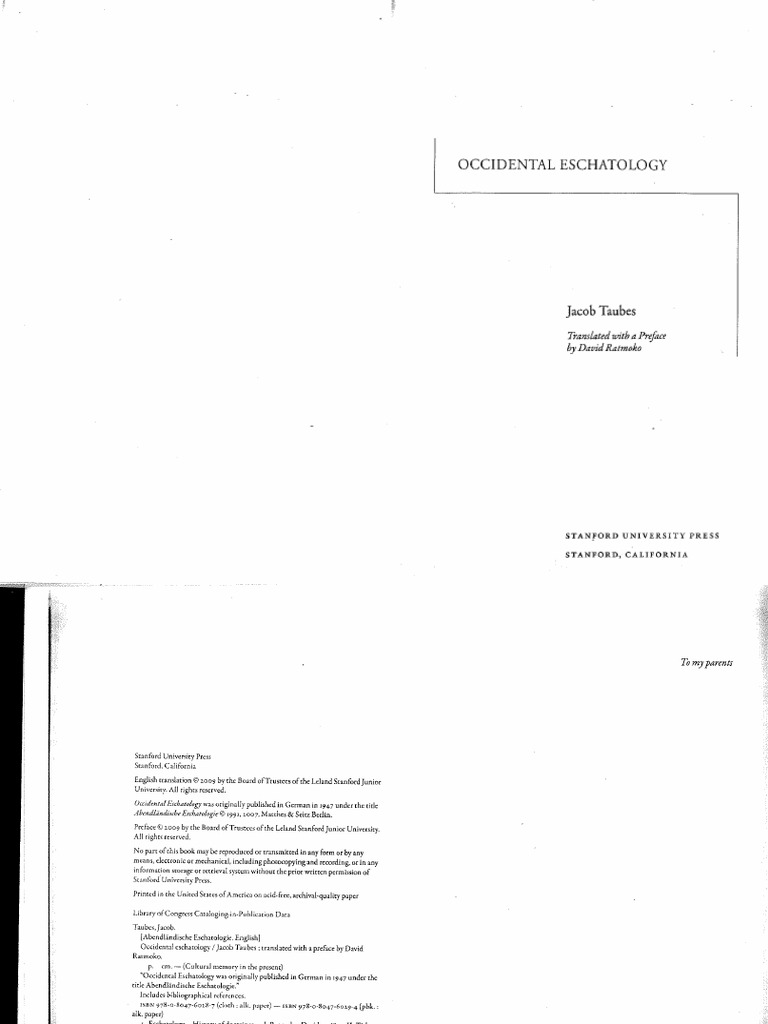 Jacob Taubes - Occidental Eschatology-Standford University Press (2009 ...