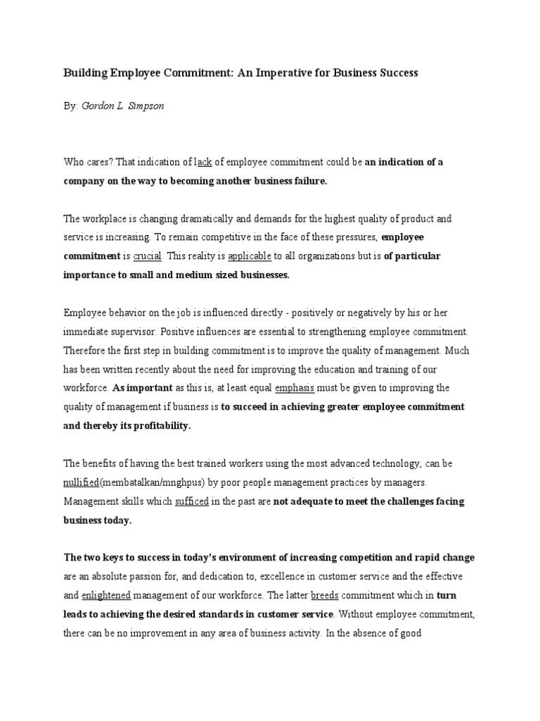 Boost Employee Commitment for Success | PDF | Employment | Business