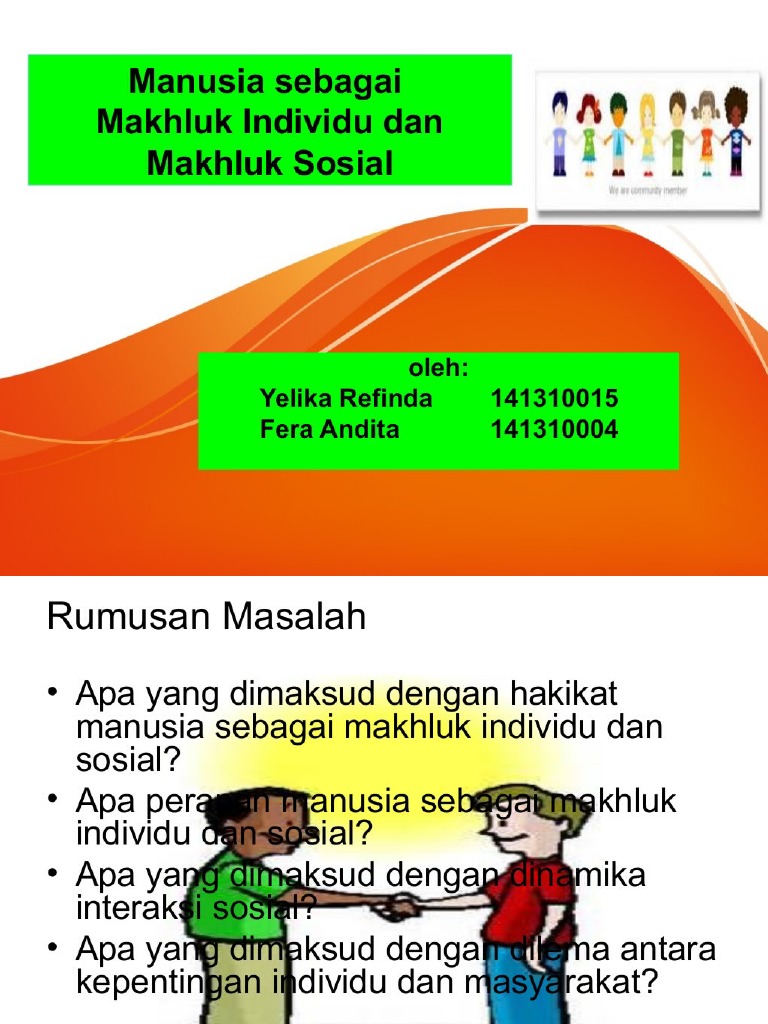 Manusia Sebagai Makhluk Individu Dan Makhluk Sosial | PDF