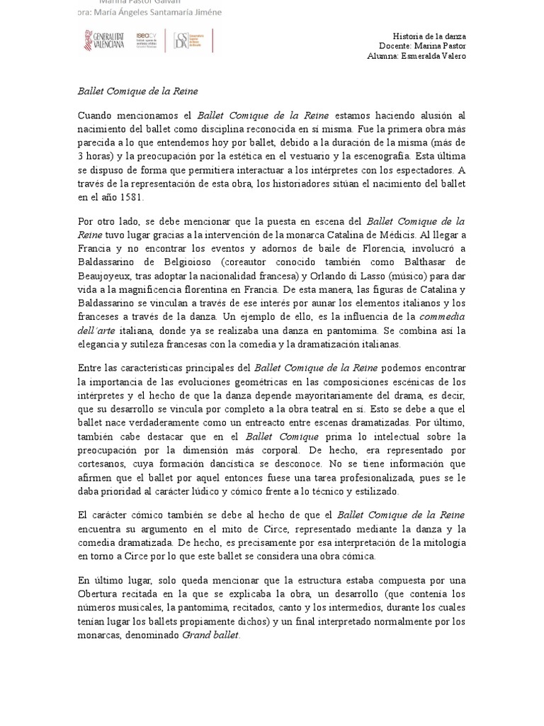 Ballet Comique de La Reine | PDF | Ballet | Bailes