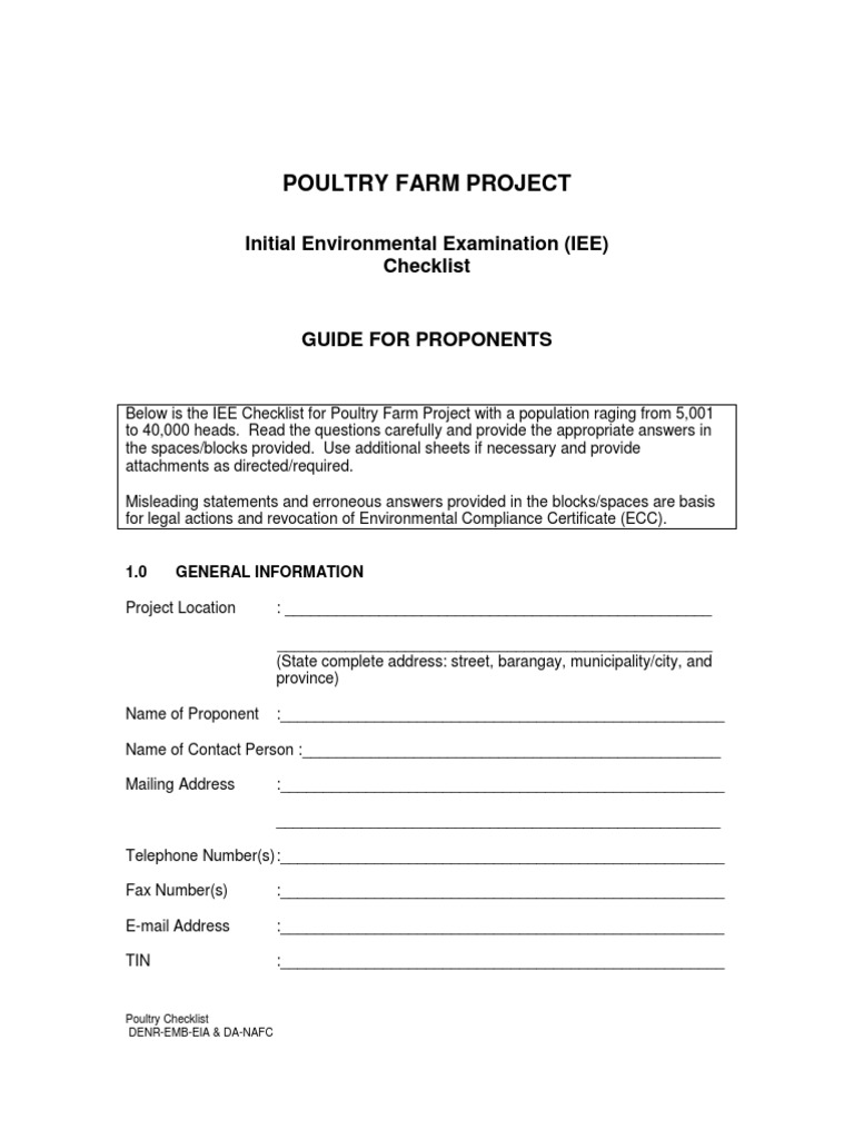 Poultry Checklist | Wastewater | Waste