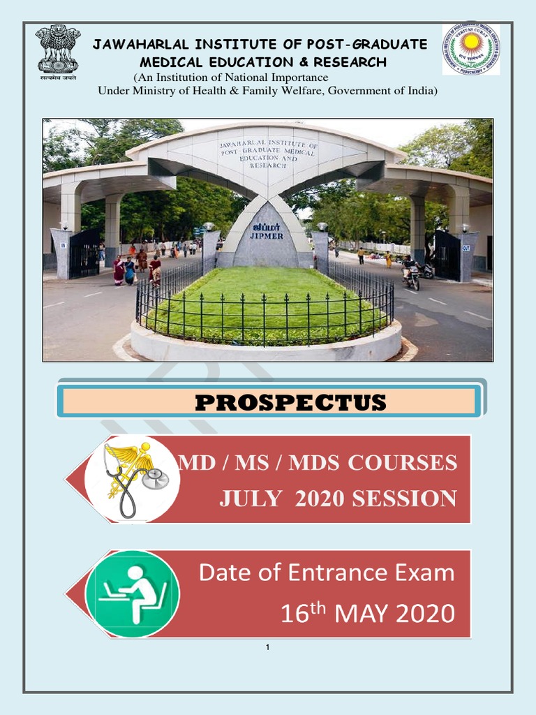 JIPMER PG Admission Guide | PDF | Doctor Of Medicine | Medicine