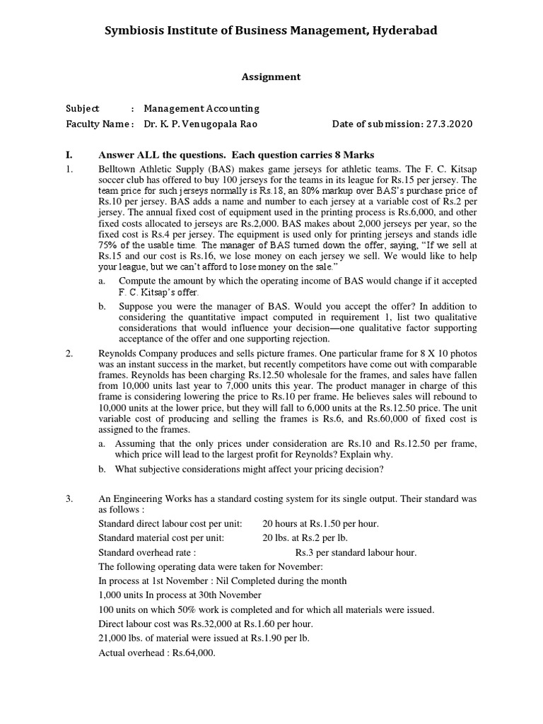 Dr. Venu - Management Accounting | PDF | Labour Economics | Cost