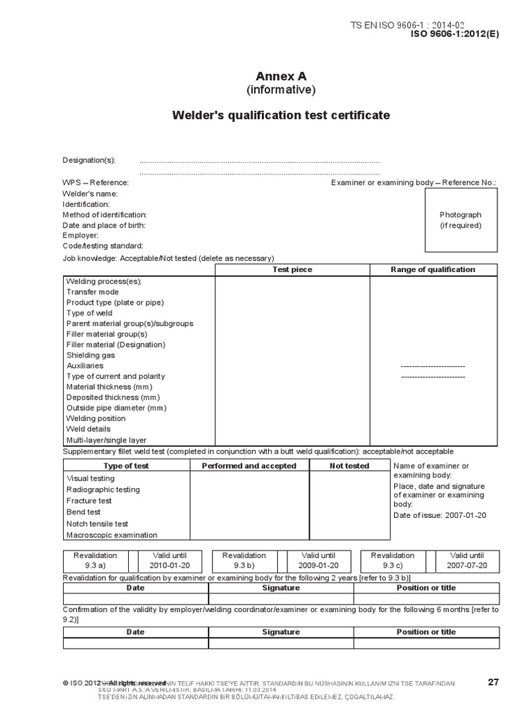 En Iso 9606 1 | PDF | Welding | Construction