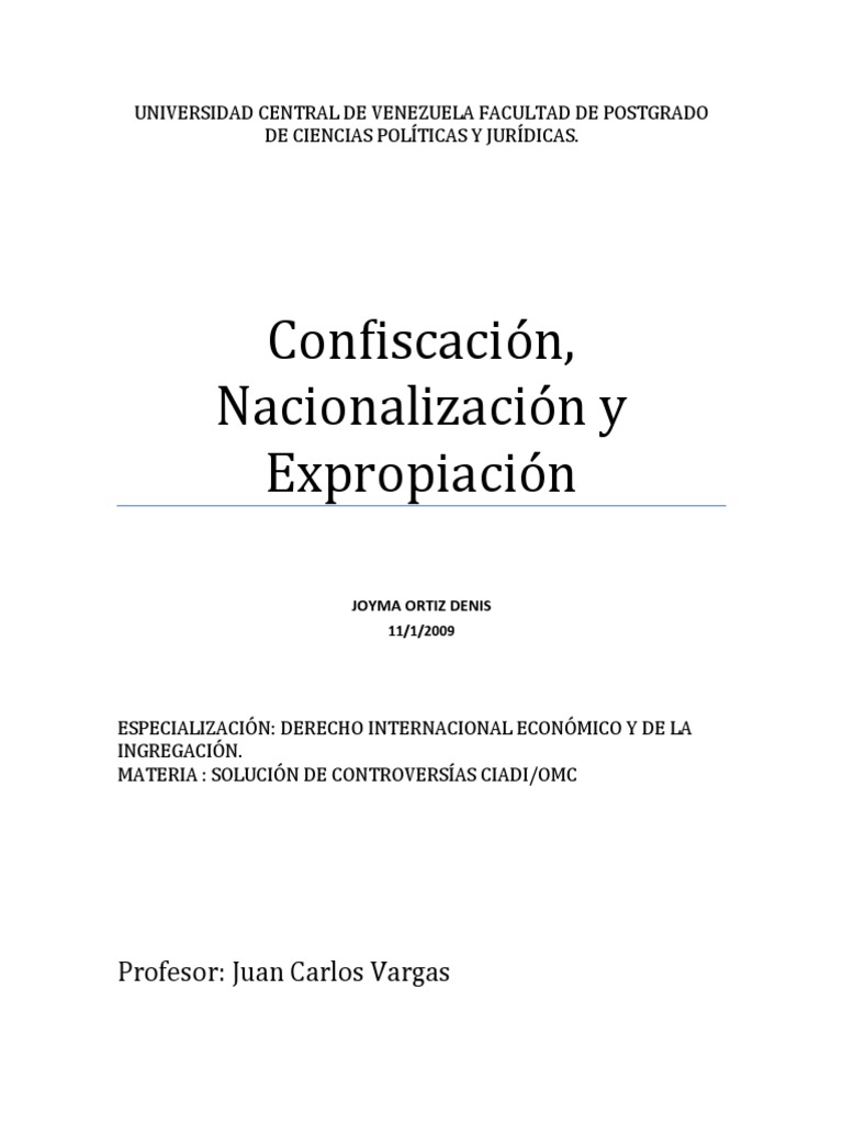 Confiscacion Nacionalizacion y Expropiac | PDF | Dominio eminente ...
