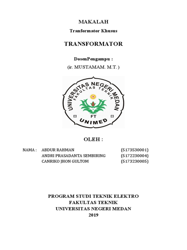 Makalah Transformator | PDF | Sains & Matematika | Teknologi & Rekayasa