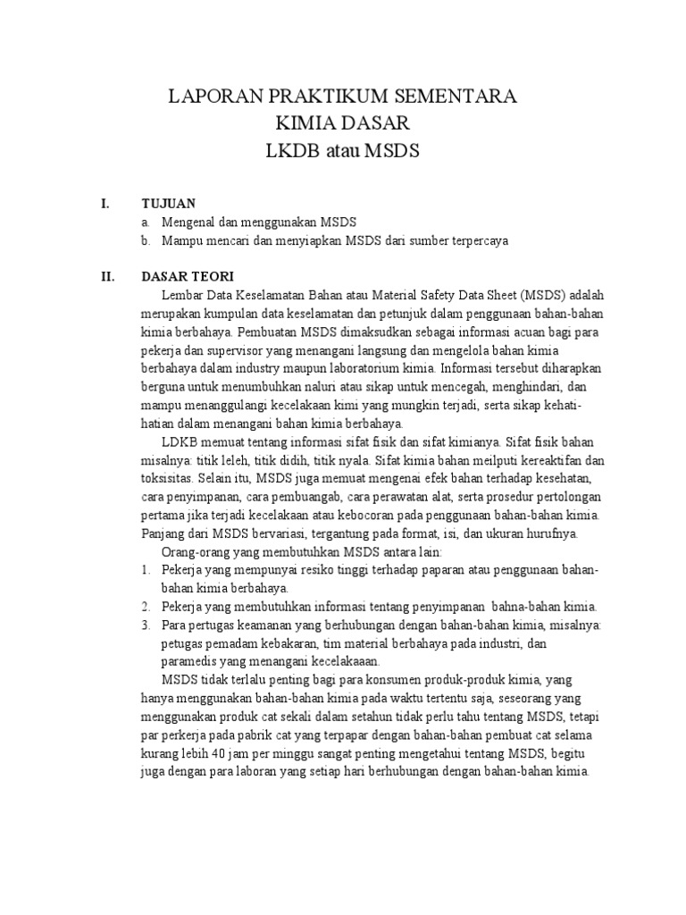 Laporan Smentara Kimdas P2 | PDF