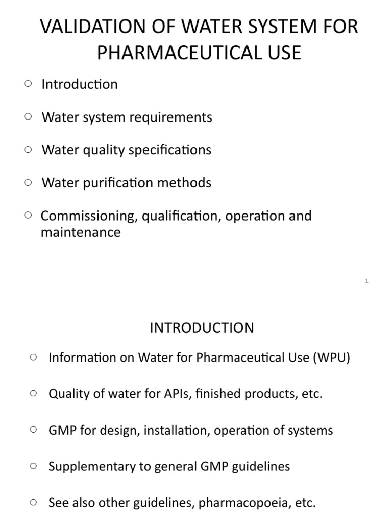 Water System Validation for Pharma Use | PDF | Water Purification ...