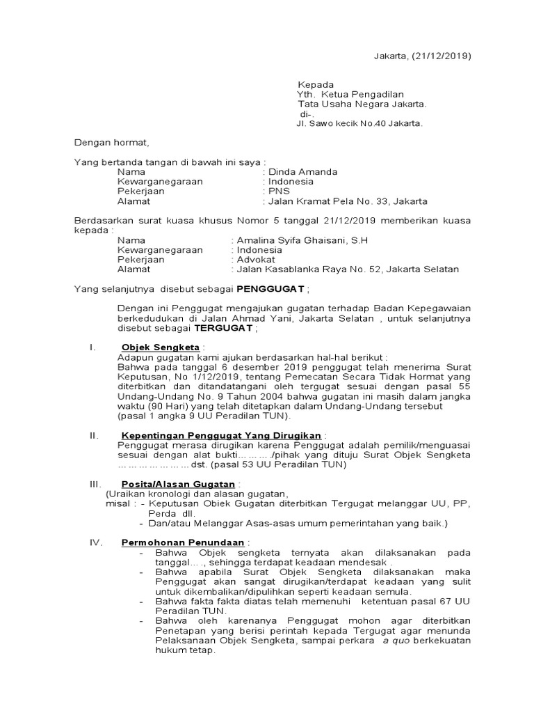 Contoh Surat Gugatan | PDF