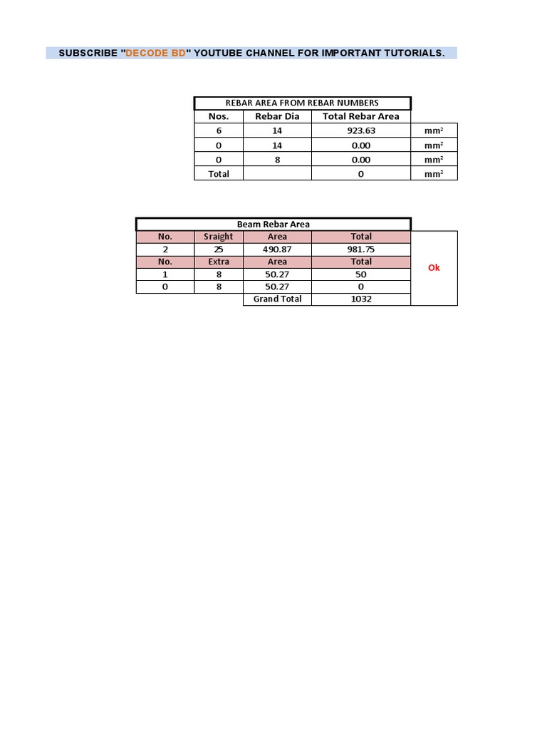 Rebar Calculation | PDF | Beam (Structure) | Stress (Mechanics)