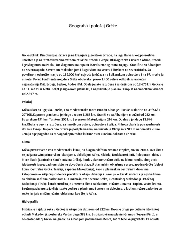 Geografski Položaj Grčke | PDF