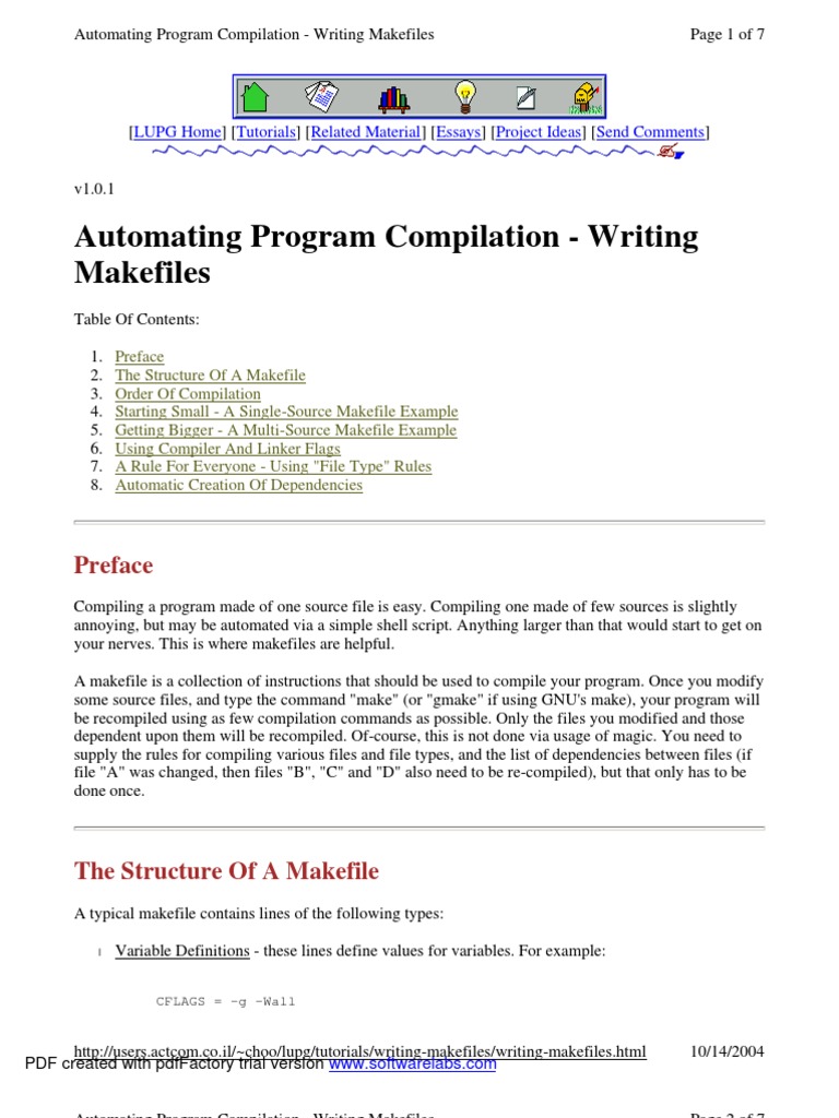 Automating Program Compilation - Writing Makefiles: Preface | PDF | Computer Programming Tools ...