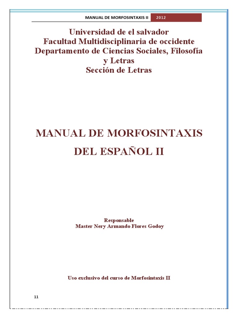 MANUAL DE MORFOSINTAXIS II Nery | PDF | Predicado (Gramática) | Asunto (gramática)