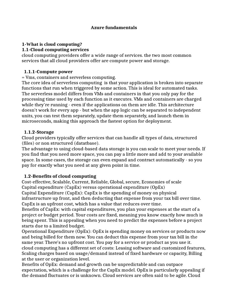 Azure Fundamentals | PDF | Microsoft Azure | Cloud Computing