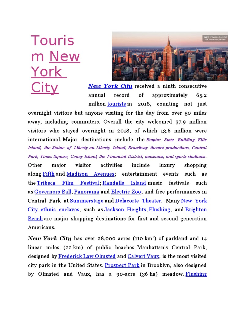 Tourism New York City | PDF | New York City | Service Industries