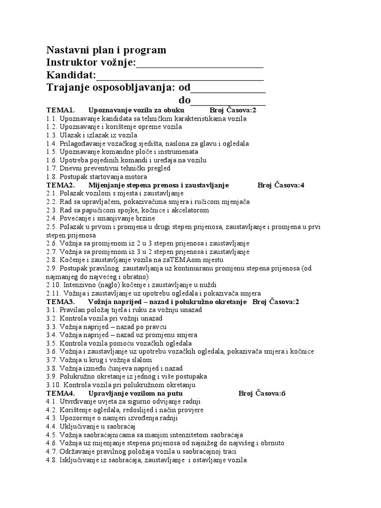 Nastavni Plan I Program | PDF