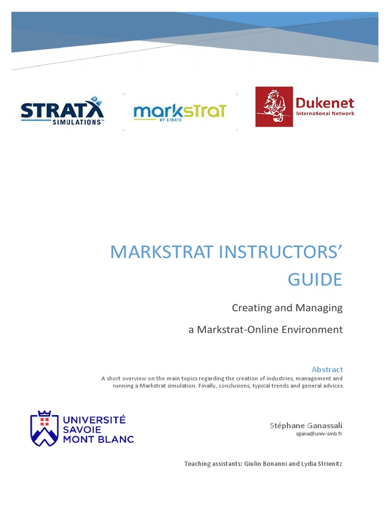 Markstrat Instructors - Guide | PDF | Simulation | Marketing