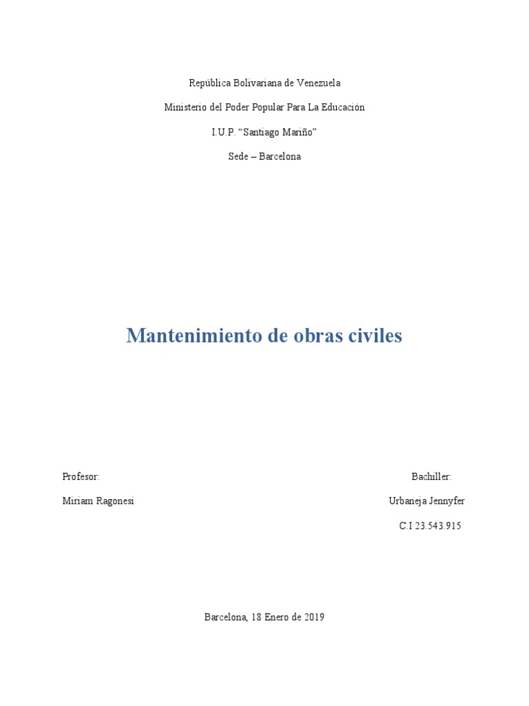 UNIDAD I Mantenimiento de Obras Civiles | PDF | Ingeniería de ...