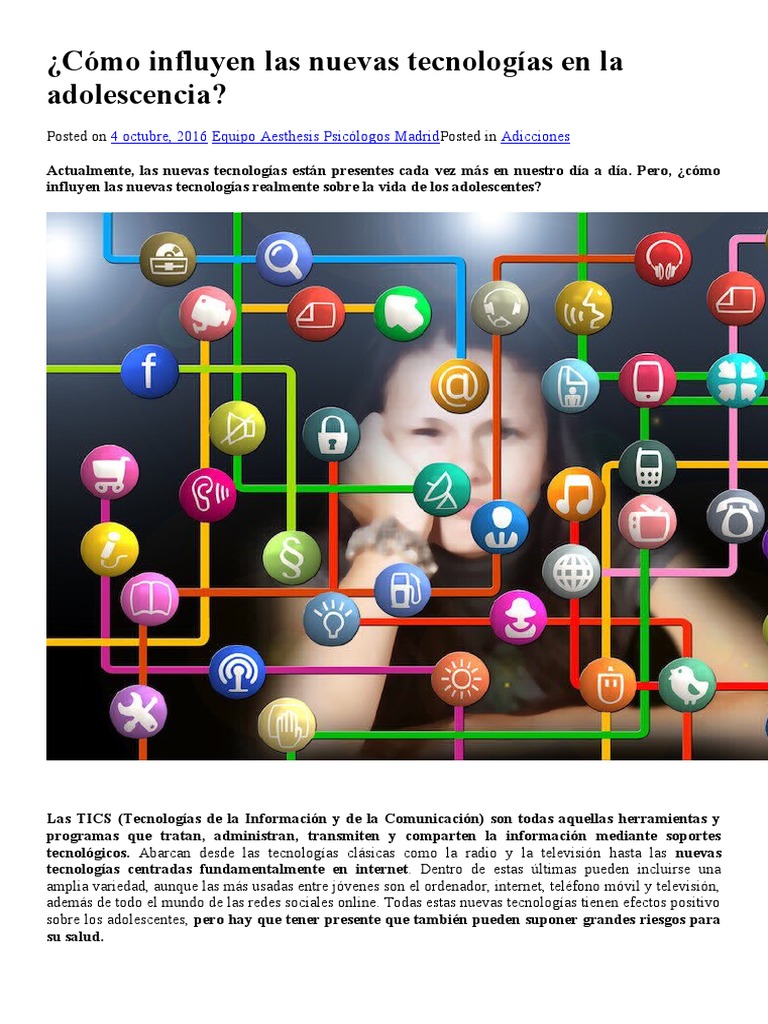Cómo influyen las nuevas tecnologías en la adolescencia | PDF | Tecnología de información y ...