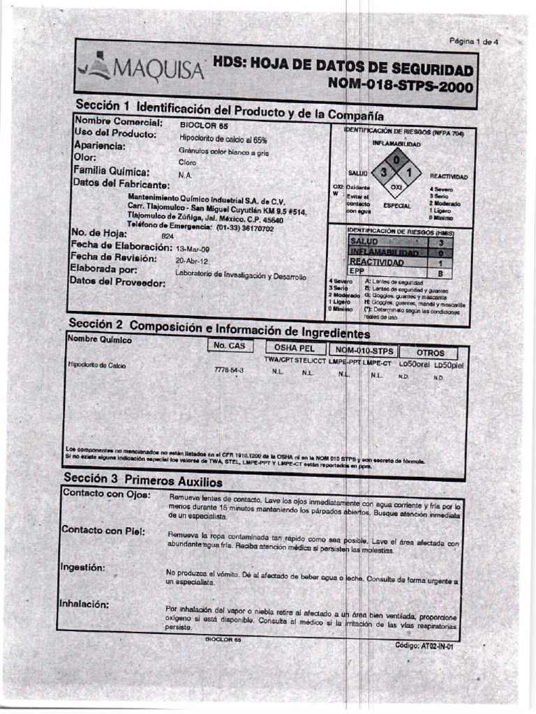 HDS Bioclor 65 | PDF