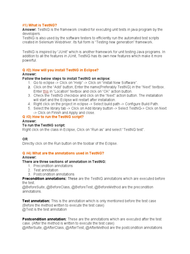 TestNG Questions | PDF | Boolean Data Type | Software Testing TestNG Questions | PDF | Boolean Data Type | Software Testing