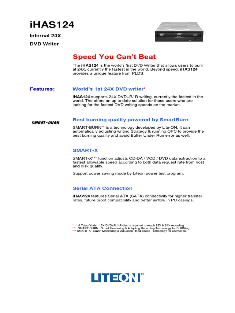 iHAS124 Spec ENrevise20160726 | PDF | Dvd | Compact Disc