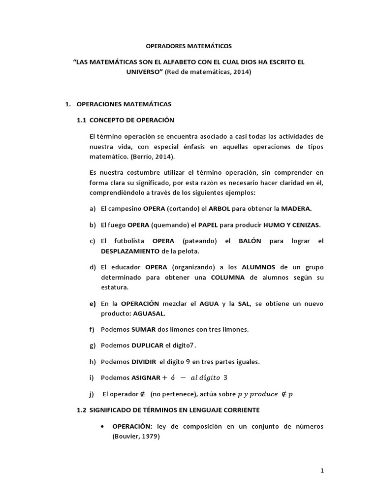 Operadores Matemáticos | PDF | Proporción | Los símbolos